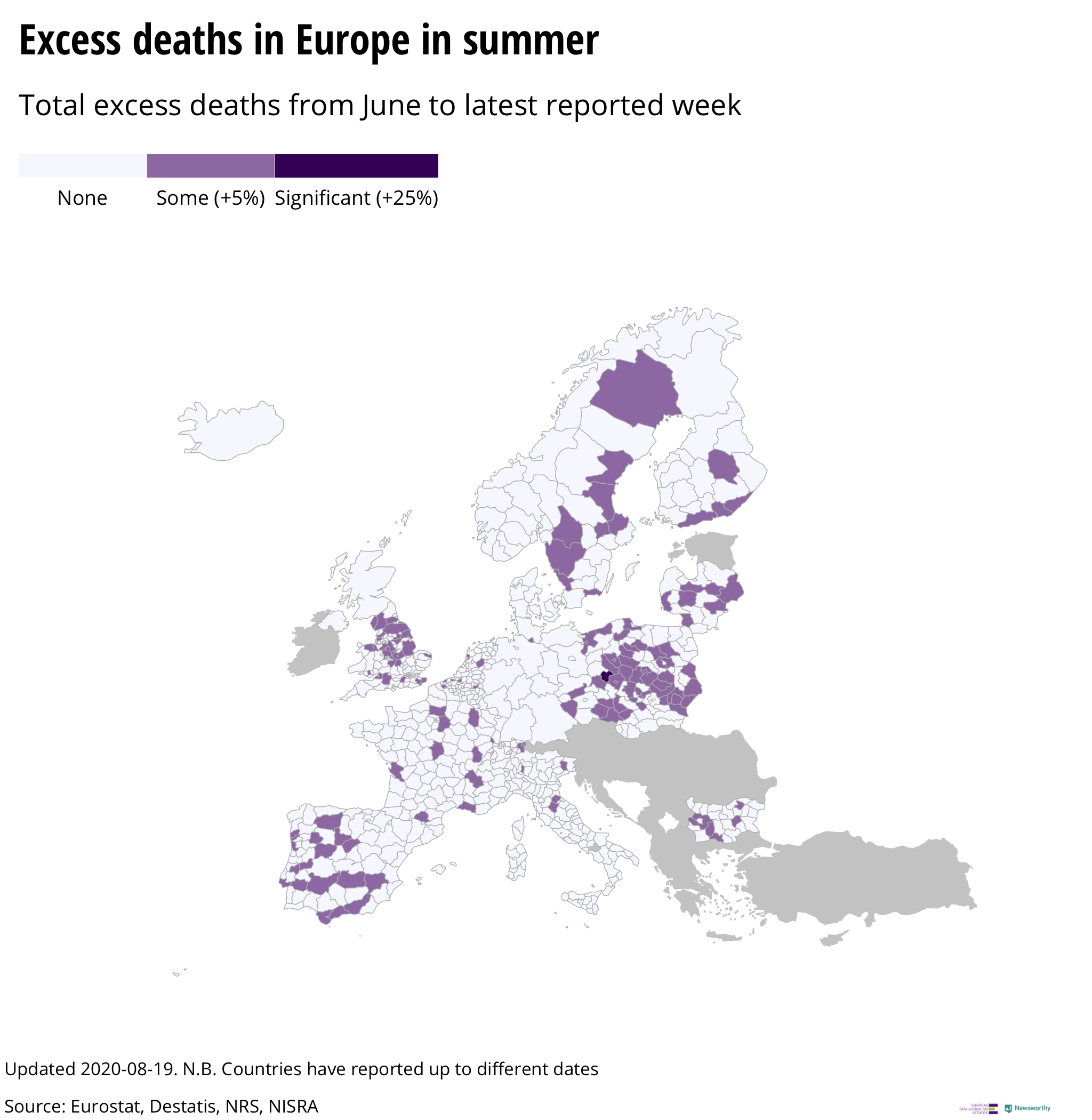 Almost all European regions have managed to bring excess deaths down